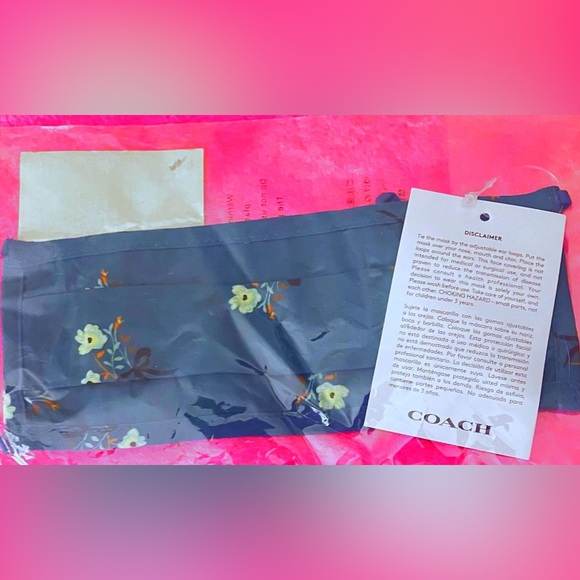 Coach | Accessories | Coach Blue Floral Rexy Dinosaur Face Mask | Poshmark